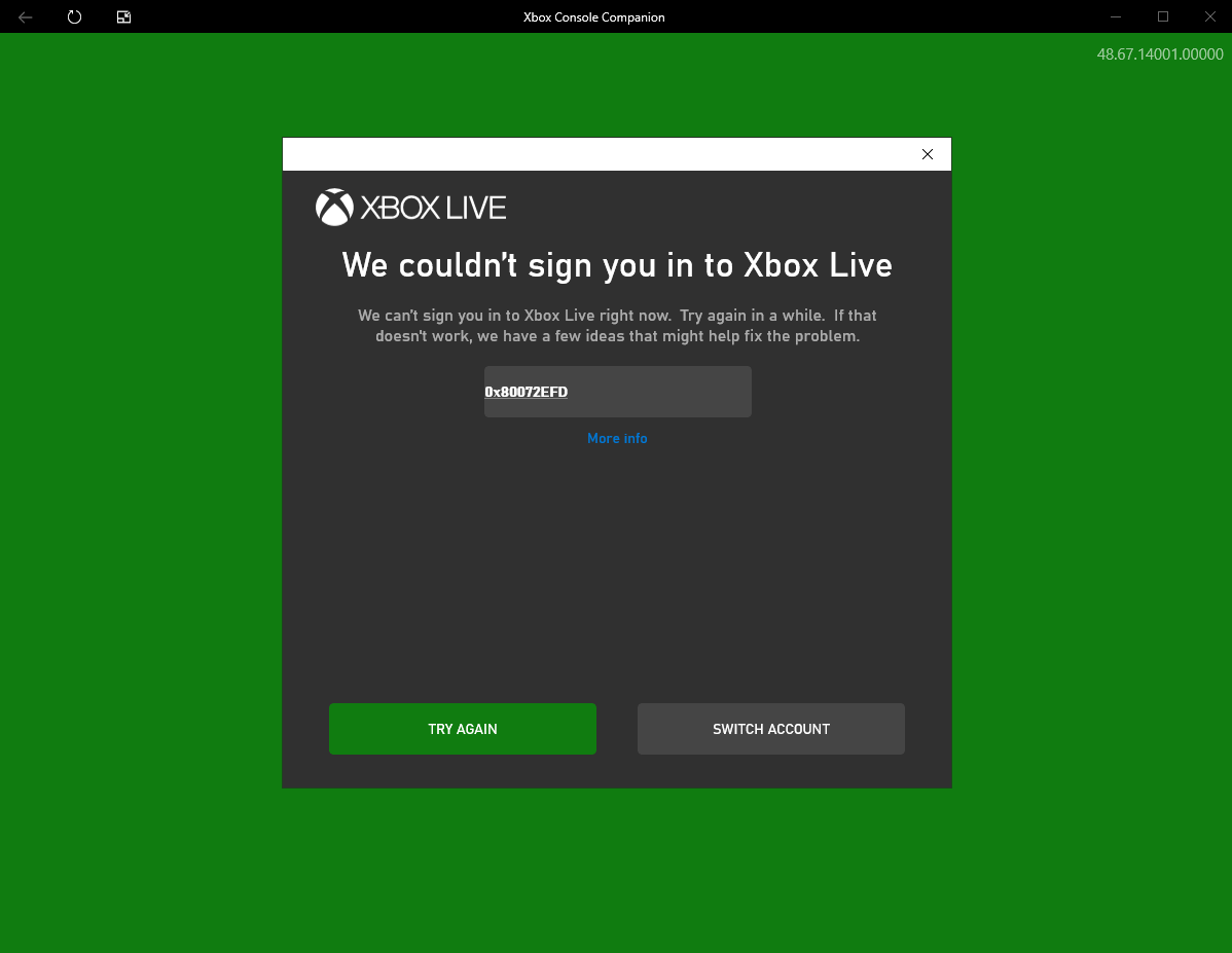 Cannot login to XBOX App Cannot login to XBOX App